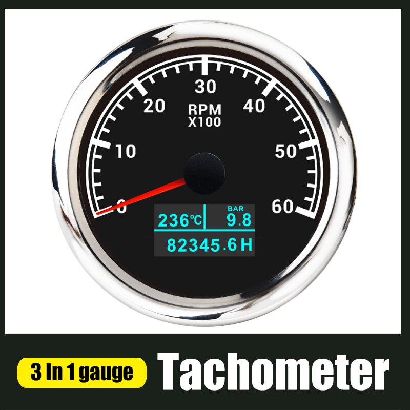 3 in 1 Tachometer Gauge 8000/ 6000/ 4000 RPM 85mm ... – Grandado