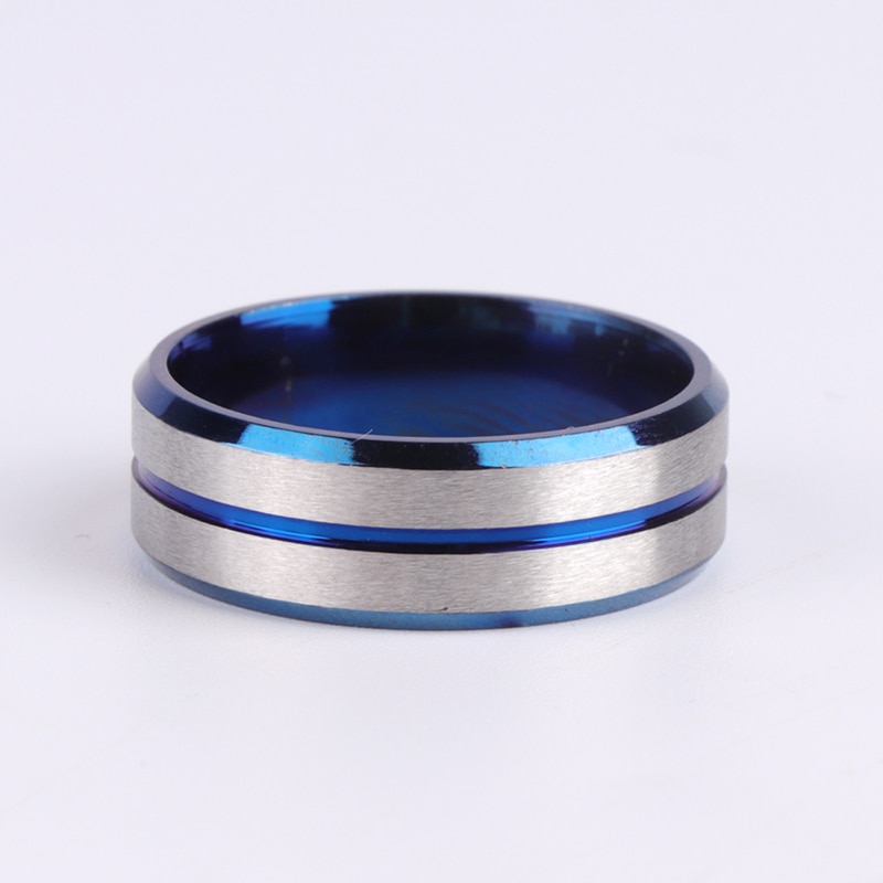 Anillo de acero de titanio azul de anillo clásico ... – Grandado