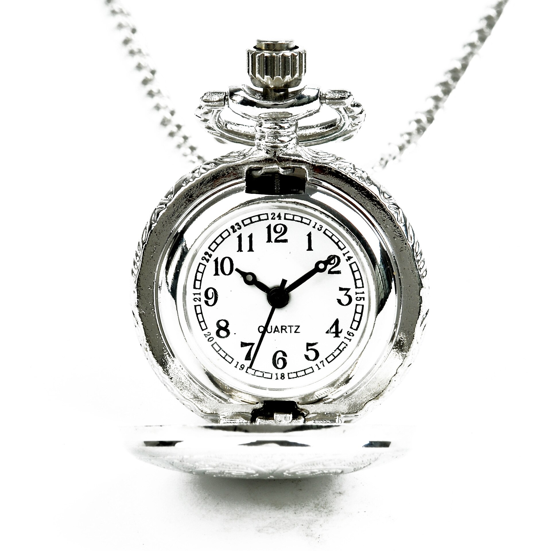 Wild simple small silver apple pocket watch – Grandado