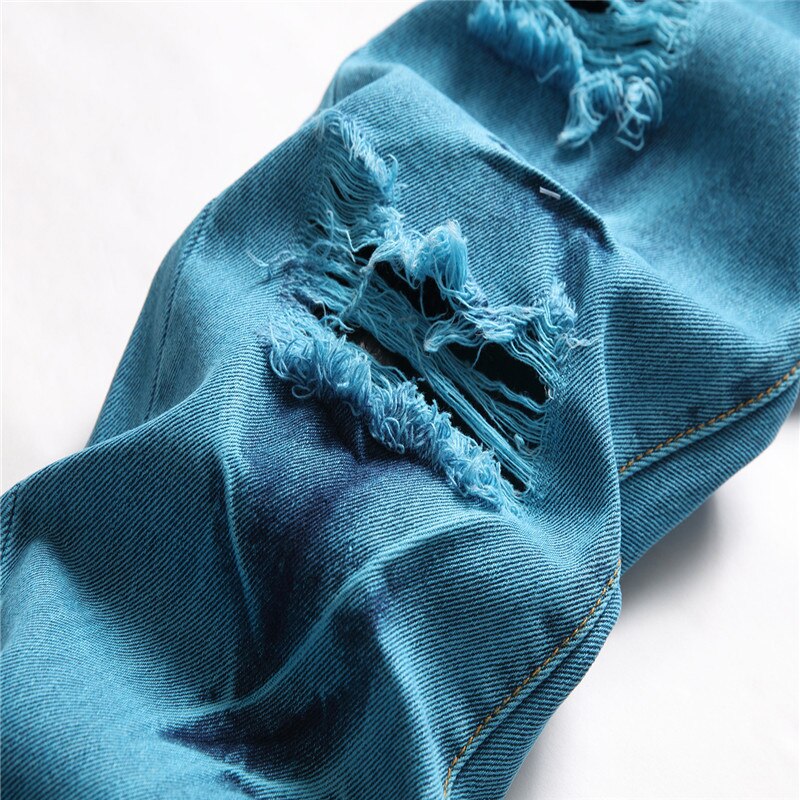 Men's Y2K Ripped Denim Jeans Trendy Holes Dist... – Grandado