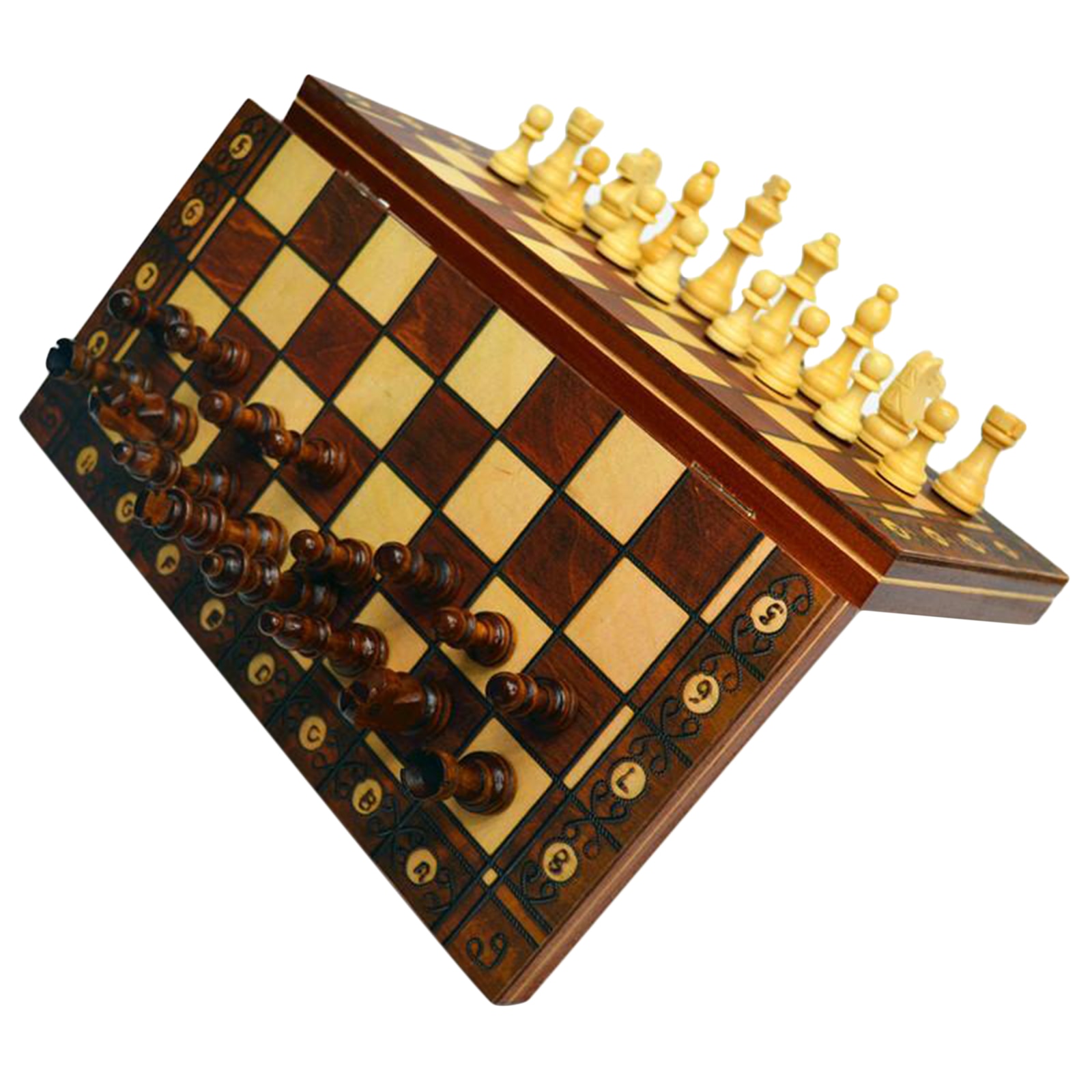 3 in 1 Magnetic Wooden Folding Chess Checkers Back... – Grandado