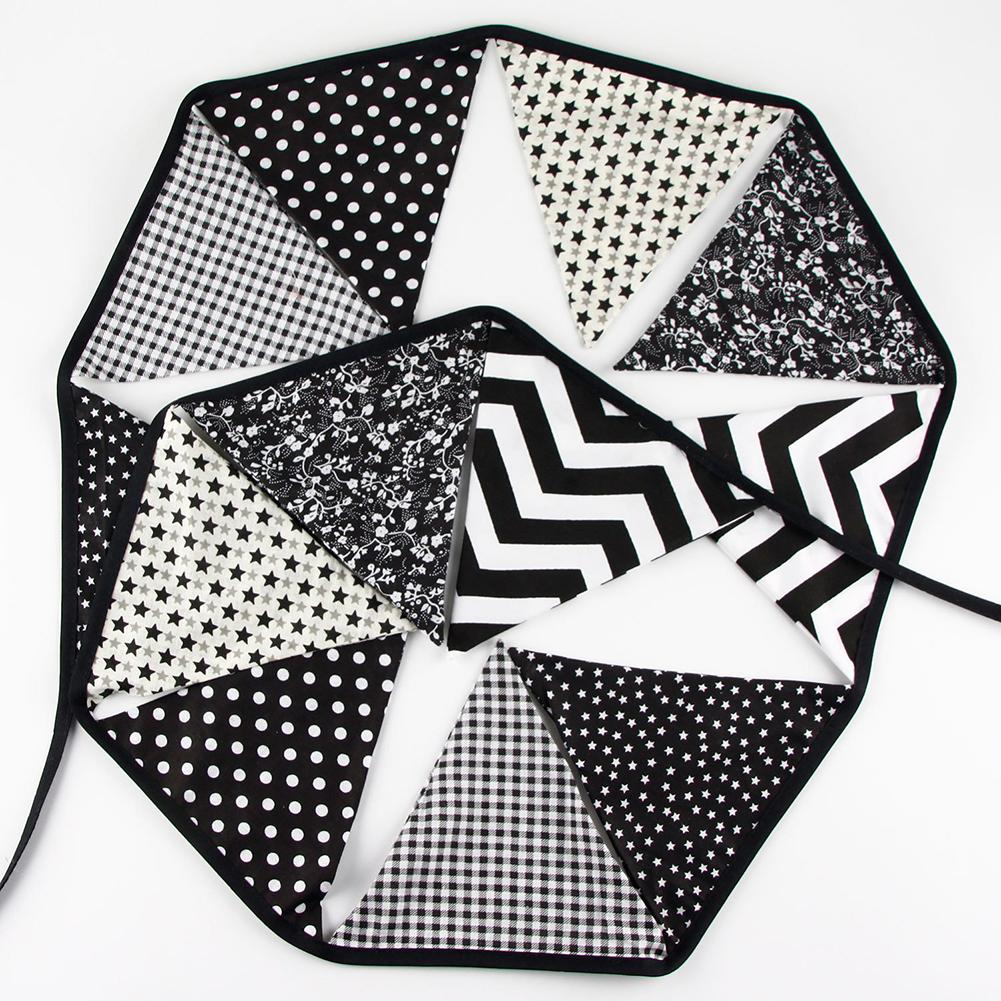 12 Flags Special Black White Cotton Fabric Triangl... – Grandado