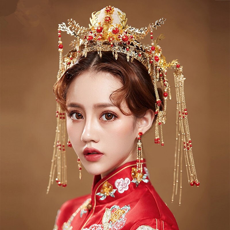 FORSEVEN Chinese Bride Headwear Gold Color Headdre... – Vicedeal