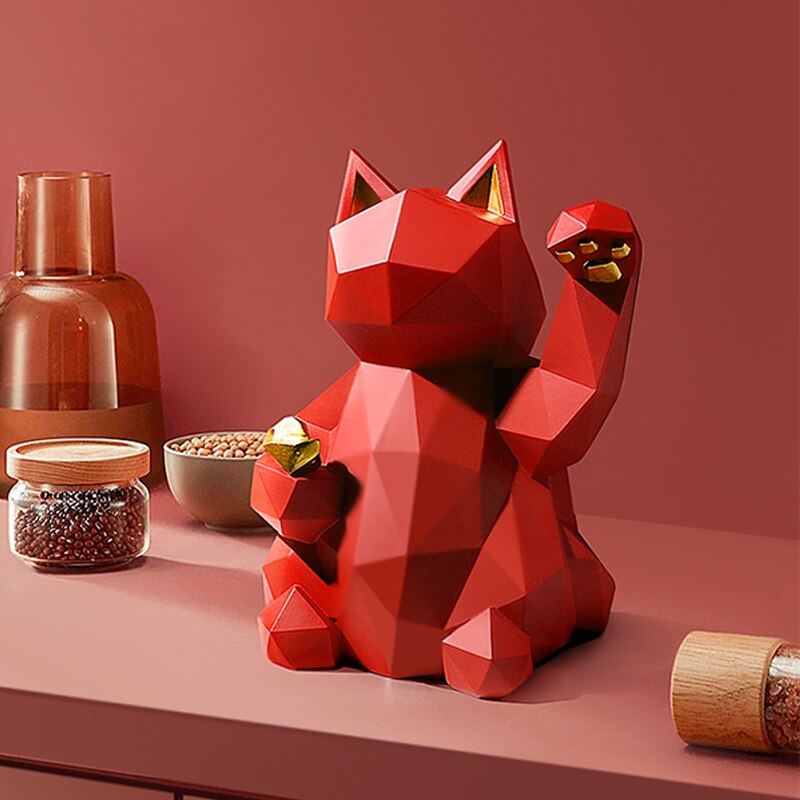 Matte Color Lucky Cat Sculpture Decoration Home Li... – Grandado