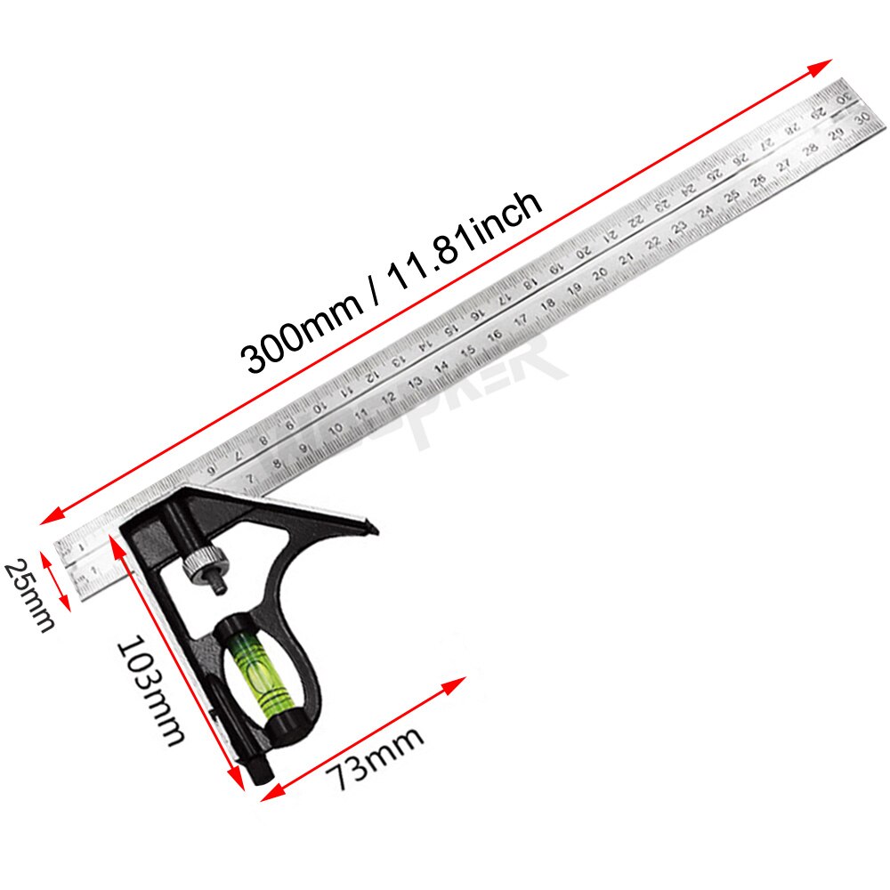 Adjustable 300mm Sliding Combination Square Ruler ... – Grandado