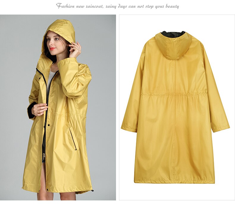 Women Raincoat Rain Coat with Hood Zipper Pockets ... – Grandado