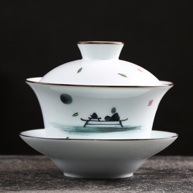 big gaiwan set 250ml porcelain tureen with lid han... – Grandado