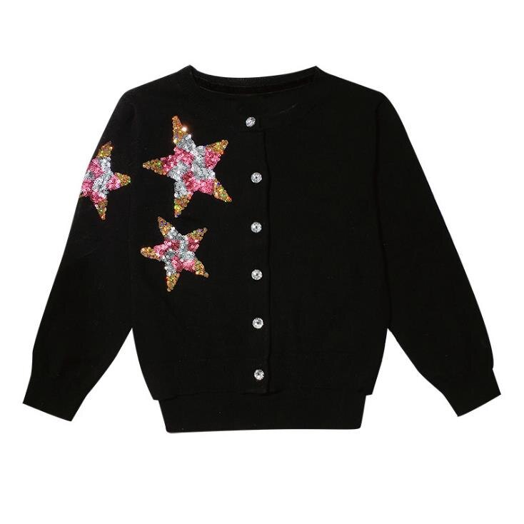 Girls knit cardigan star sequins sweater Knitted O... – Grandado