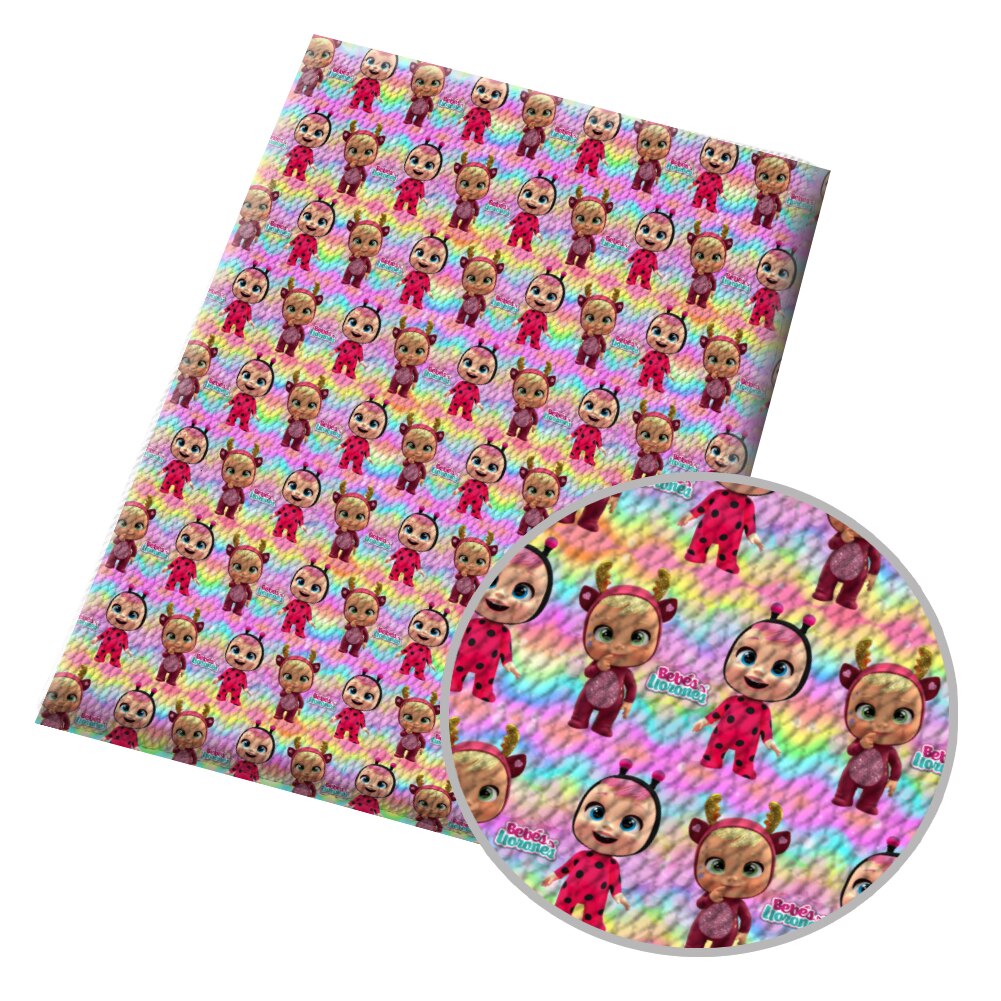 Crying Baby CartoonPrinted Polyester Bubble Fabric... – Grandado