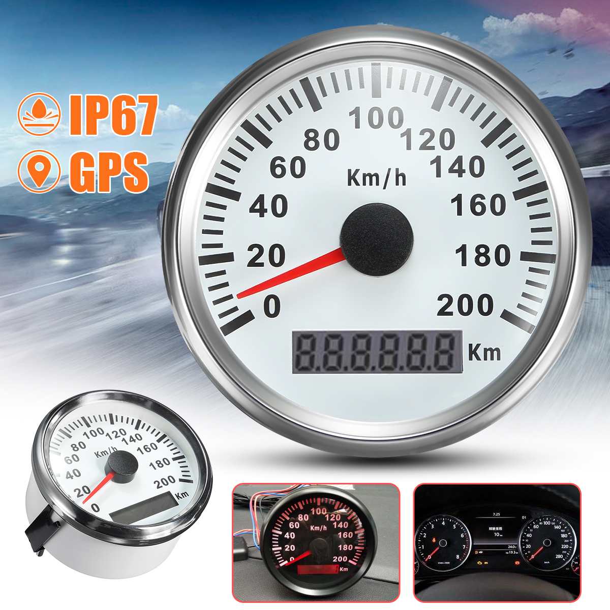Gps speedometer 200km/ h ip67 vandtæt 85mm speed ... – Grandado