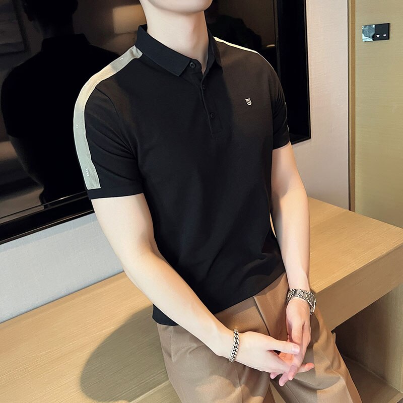 British Style Splicing Polo Shirts Men Summer Shor... – Grandado