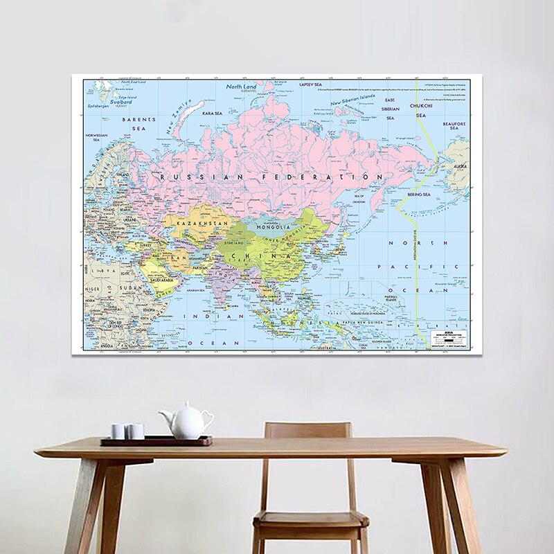 150x100cm Non-woven Waterproof Map of Asia Mercato... – Grandado