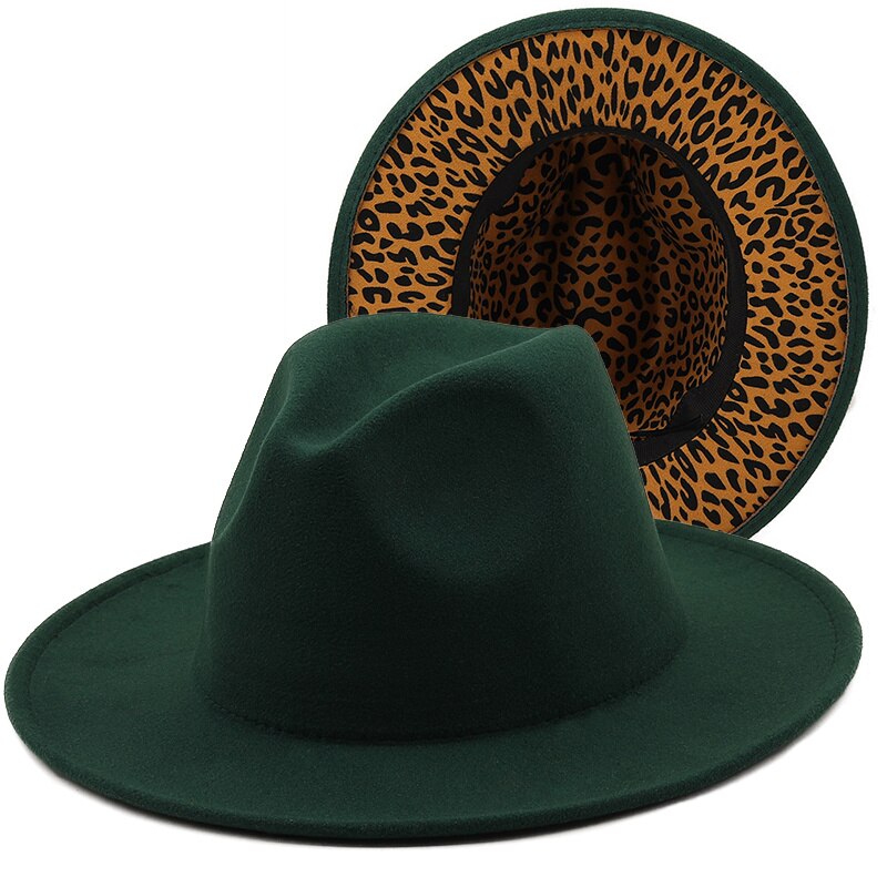 Two-color Fedora Hat color leopard hat stage ladie... – Grandado