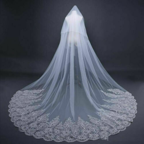 Extra Long Veil Trailing Sequined Lace Inlaid Bit ... – Vicedeal