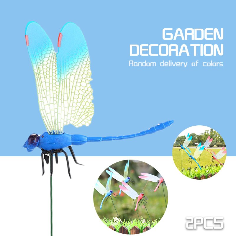 Dragonfly Garden Decor Garden Ornament Lifelike 2P... – Grandado