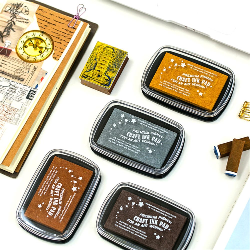 Vintage Rectangle Metallic Color Golden Ink Pad Bi... – Grandado