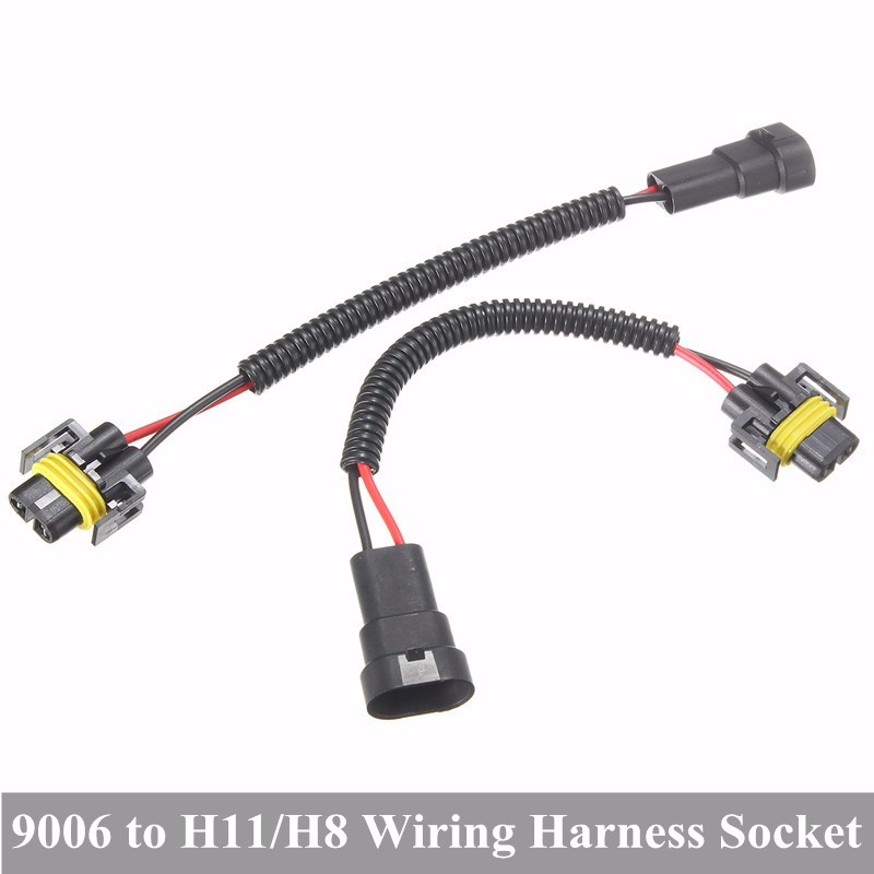 12V 2Pcs 9006 To H11 H8 Headlight Fog Light Conversion Connector Wiring ...