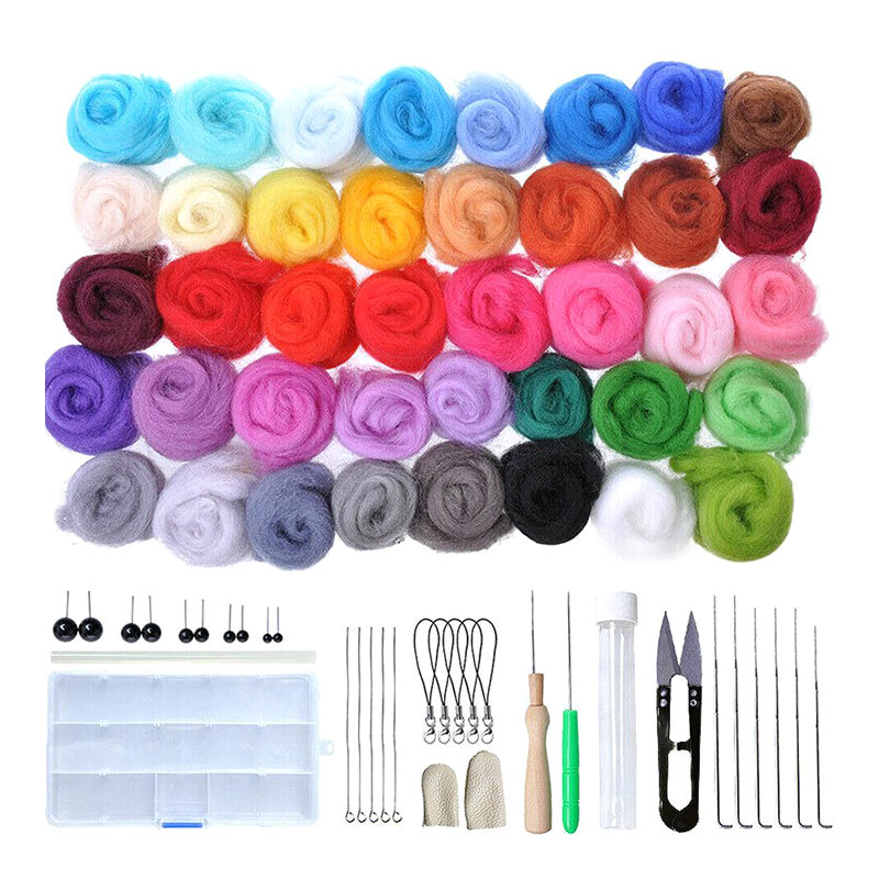 40 Kleuren Wol Vilt + Vilt Diy Pakket Craft Naalde... – Grandado