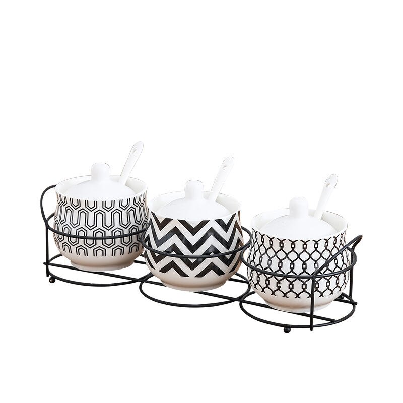 Husholdnings salt shaker tredelt krydderiboks kera... – Grandado