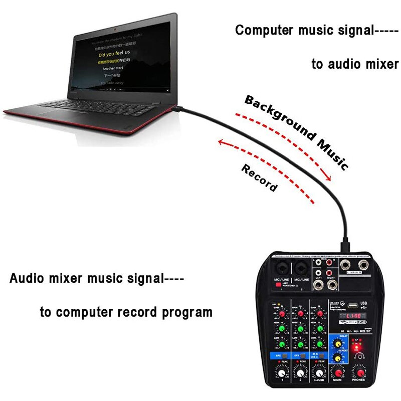 4Channels Audio Mixer Sound Mixing Console With Bl... – Grandado