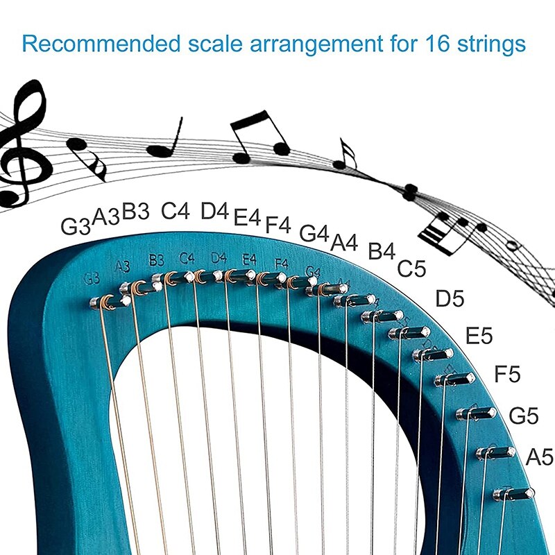 ZANi Lyre Harp 16 Metal String Mahogany Crown Patt... – Vicedeal