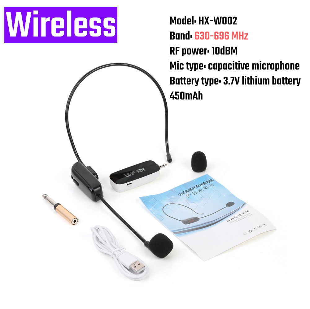 Portable Wireless/Wired FM Mic Head-Mounted Microp... – Grandado