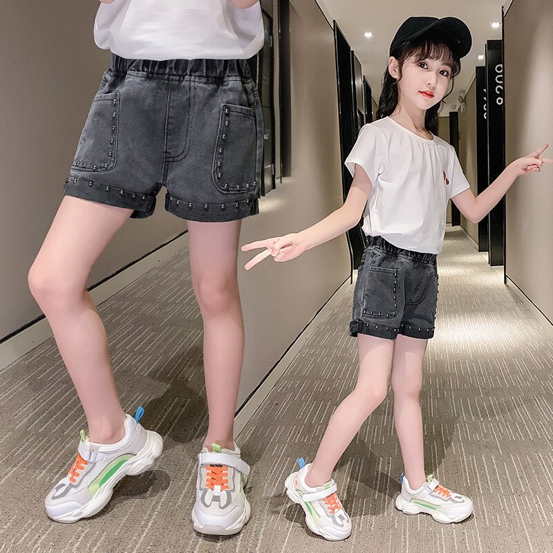 Black Jeans Shorts For Teenage Girls Mid Waist Den... – Grandado