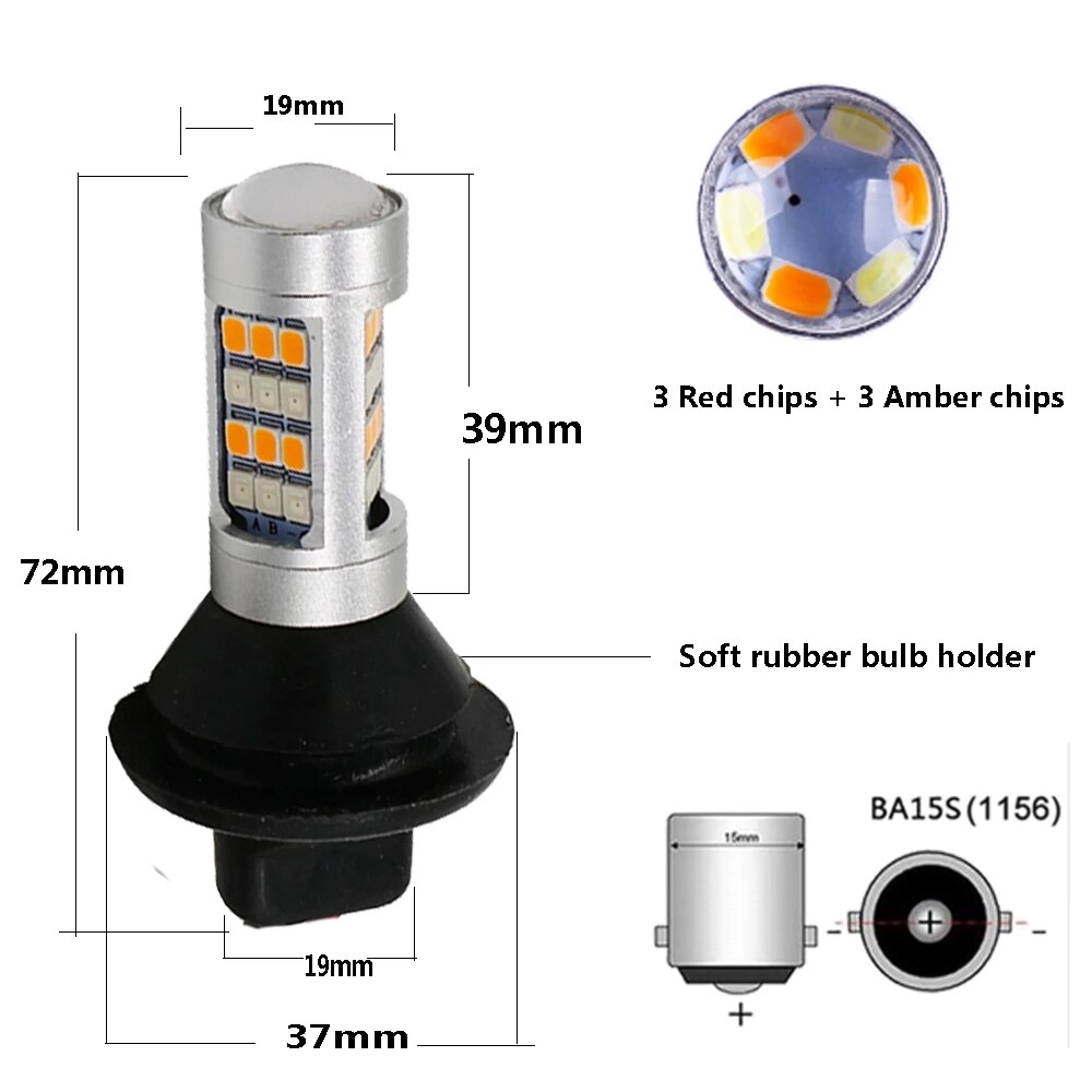 Ba15s BAU15S 1156 p21w s25 42LED T20 W21W WY21W 74... – Grandado