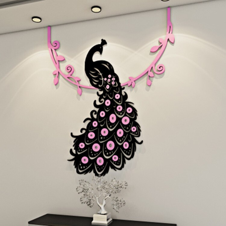 DIY 3D Peacock Acrylic Crystal Wall Stickers Livin... – Grandado