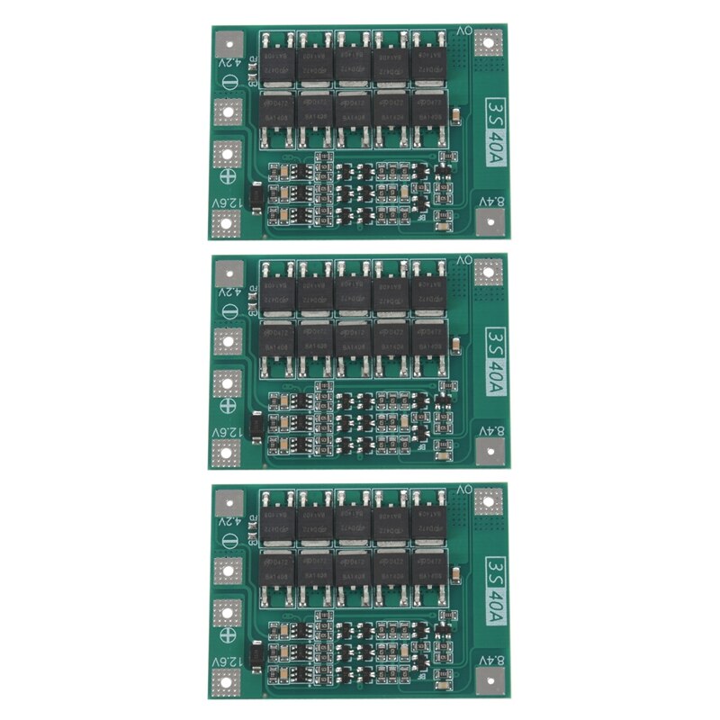 3X 3S 40A Bms 11.1V 12.6V 18650 Lithium Batterij B... – Vicedeal