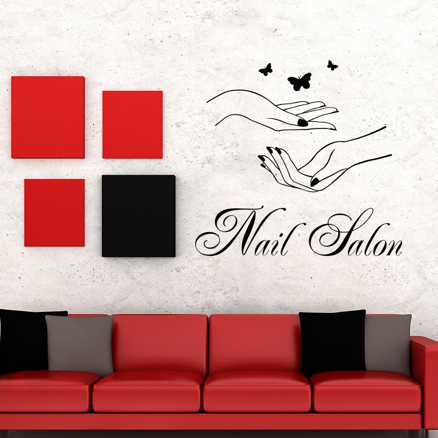 Nail Salon Sign Wall Window Sticker Manicure Hands... – Grandado