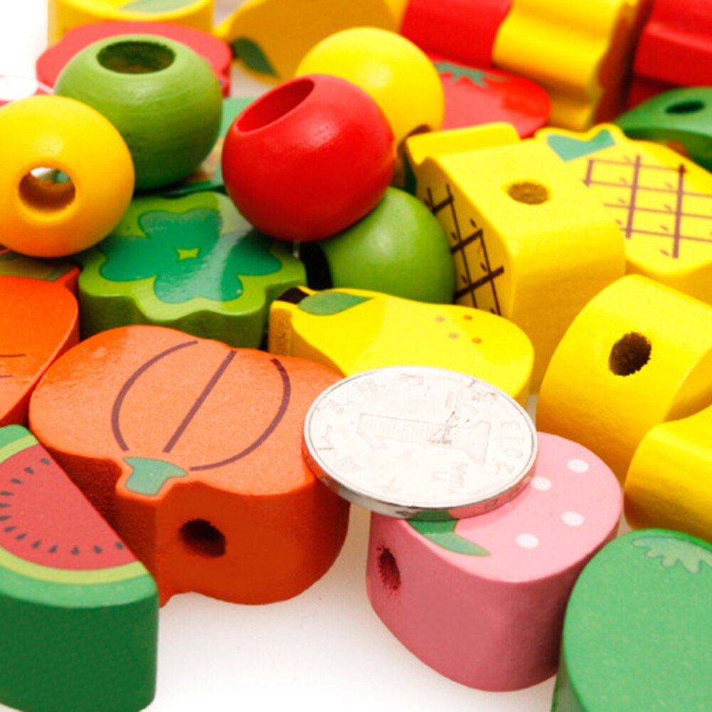 Wooden Hedgehog Fruits Vegetables Lacing Stringing... – Grandado