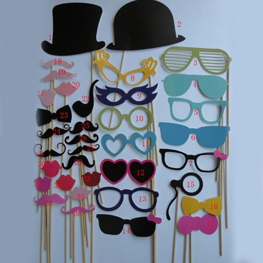 36 Styles/SET Funny Party Photo Booth Props Happy ... – Vicedeal