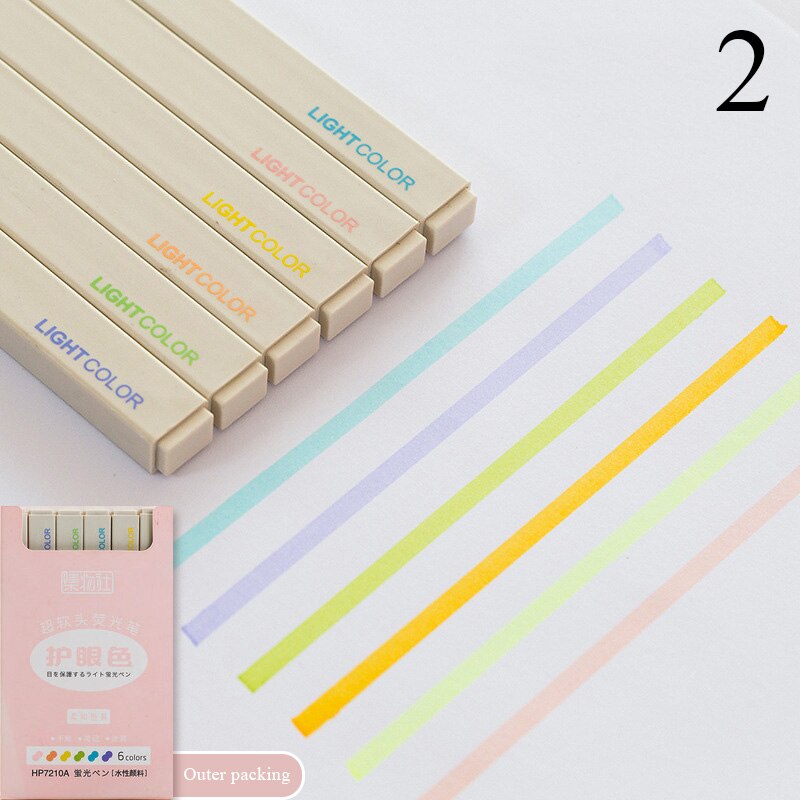 6 pz/set punta morbida colorato Mildliner evidenzi... – Vicedeal