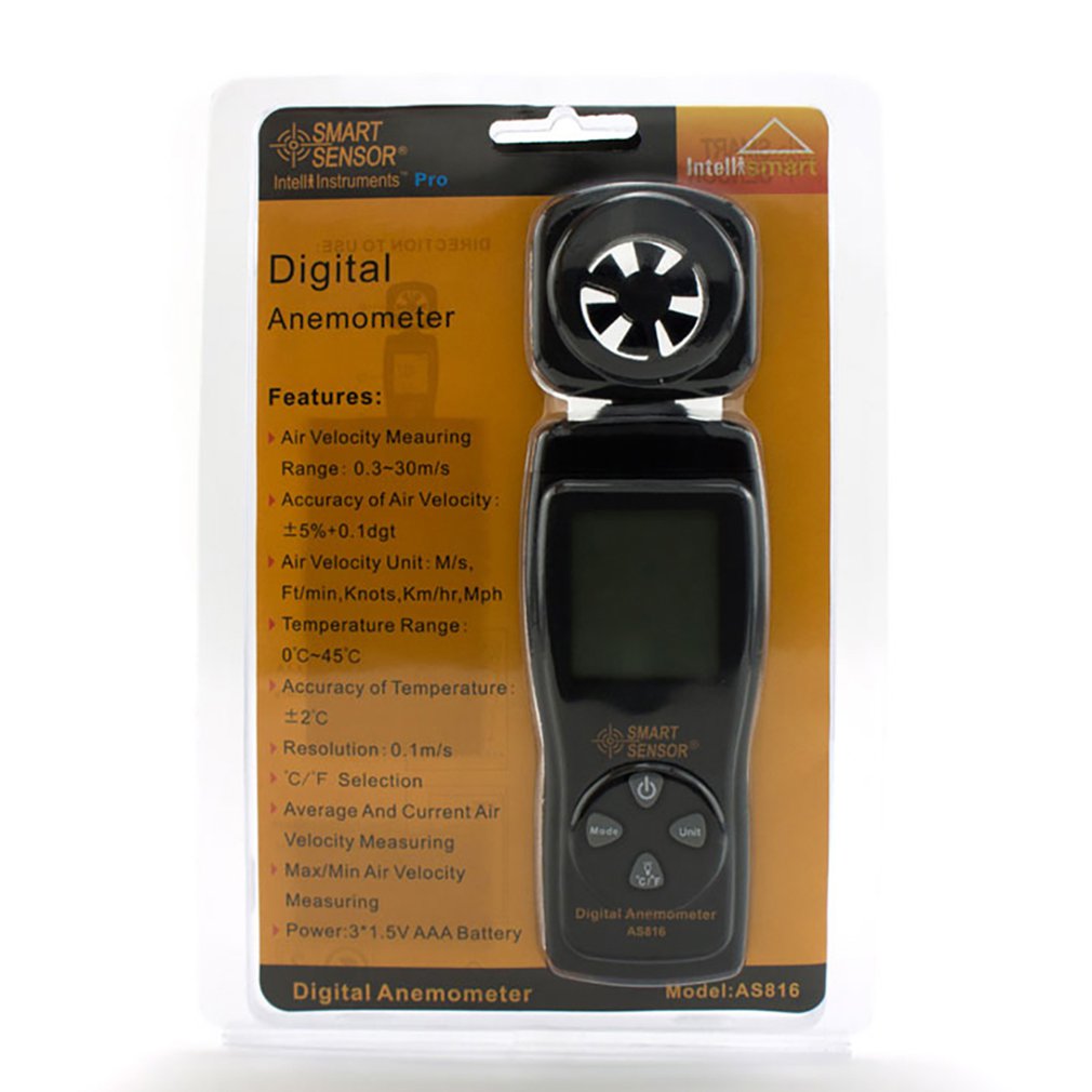 Digital LCD Anemometer AS816 Air Velocity Anemomet... – Grandado