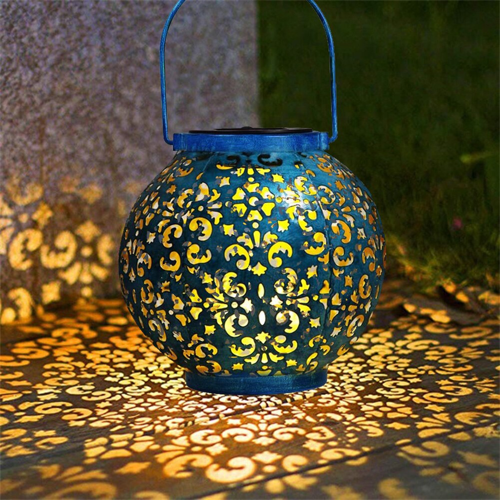 Solar LED Iron Art Hollow Lantern Light Outdoor De... – Vicedeal