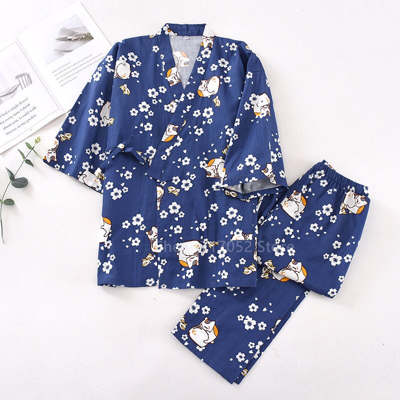 Japanse Stijl Kimono Pyjama Vrouwen Mannen Paar Ka... – Grandado