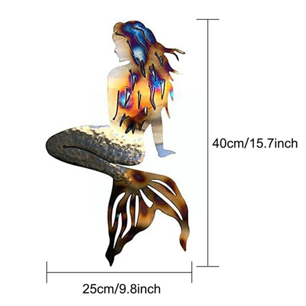 Mermaid Sculpture Wrought Iron Crafts Metal Wall o... – Grandado