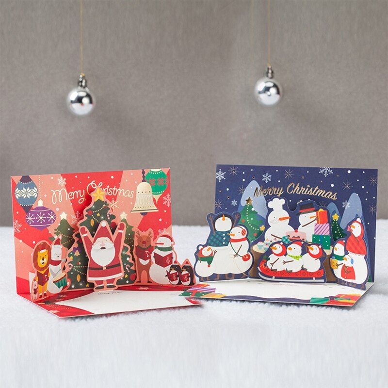 3D up Cards Merry Christmas Origami Paper Cut Post... – Vicedeal