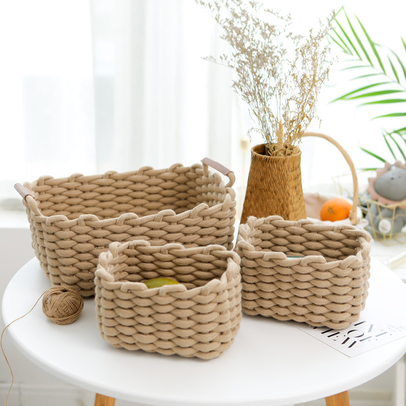 1pcs Nordic Cotton Line Hand-woven Storage Basket ... – Grandado