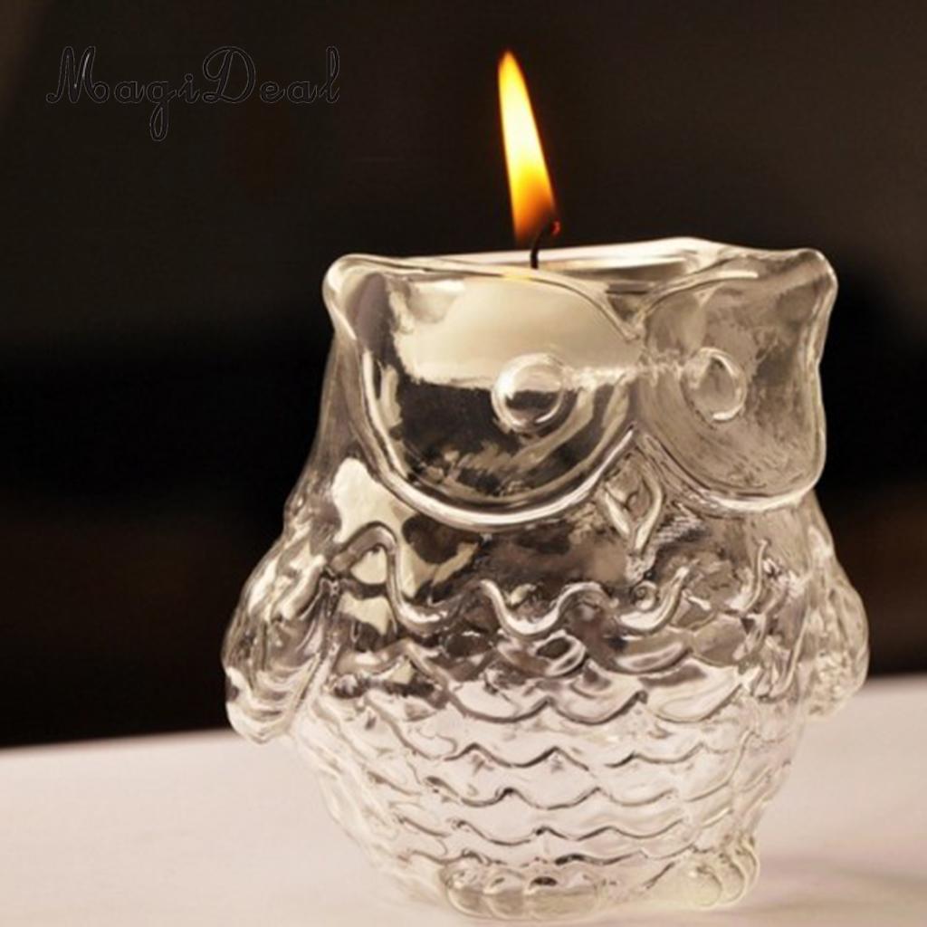 Glass Candle Holder Case Owl Wedding Birthday Pill... – Grandado