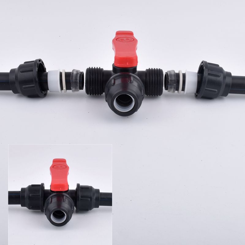 20~63mm Black PE Tee Ball Valve 3-Way Diverter Wat... – Grandado