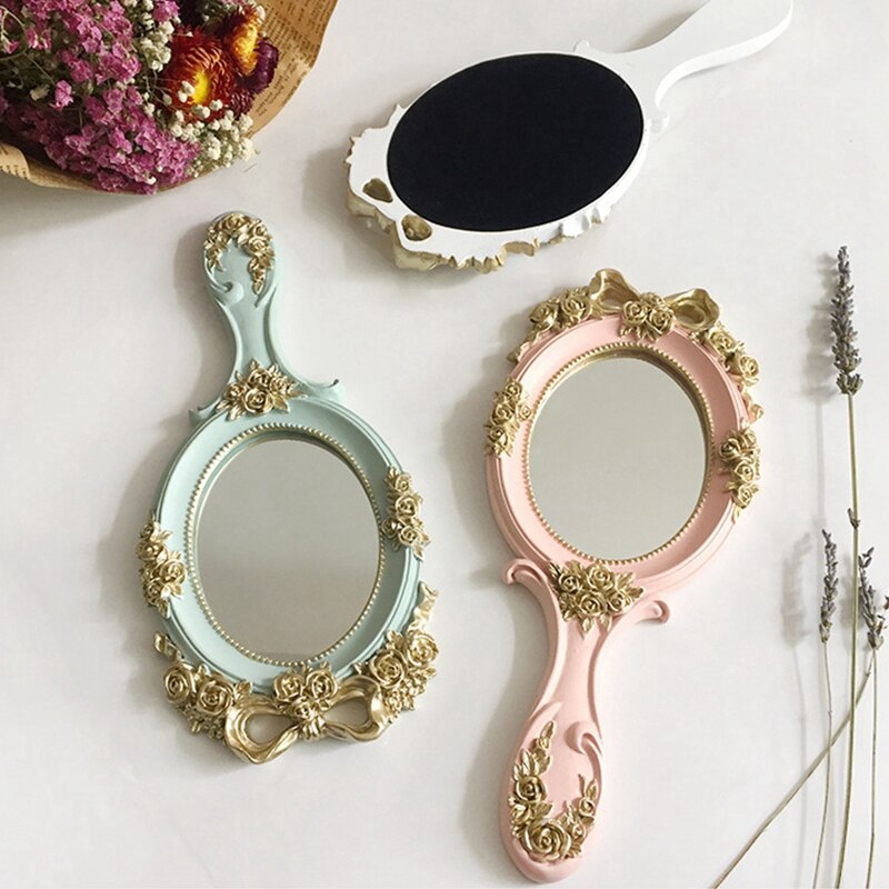1PC Wooden Vintage princess Hand Mirrors Makeup Va... – Grandado