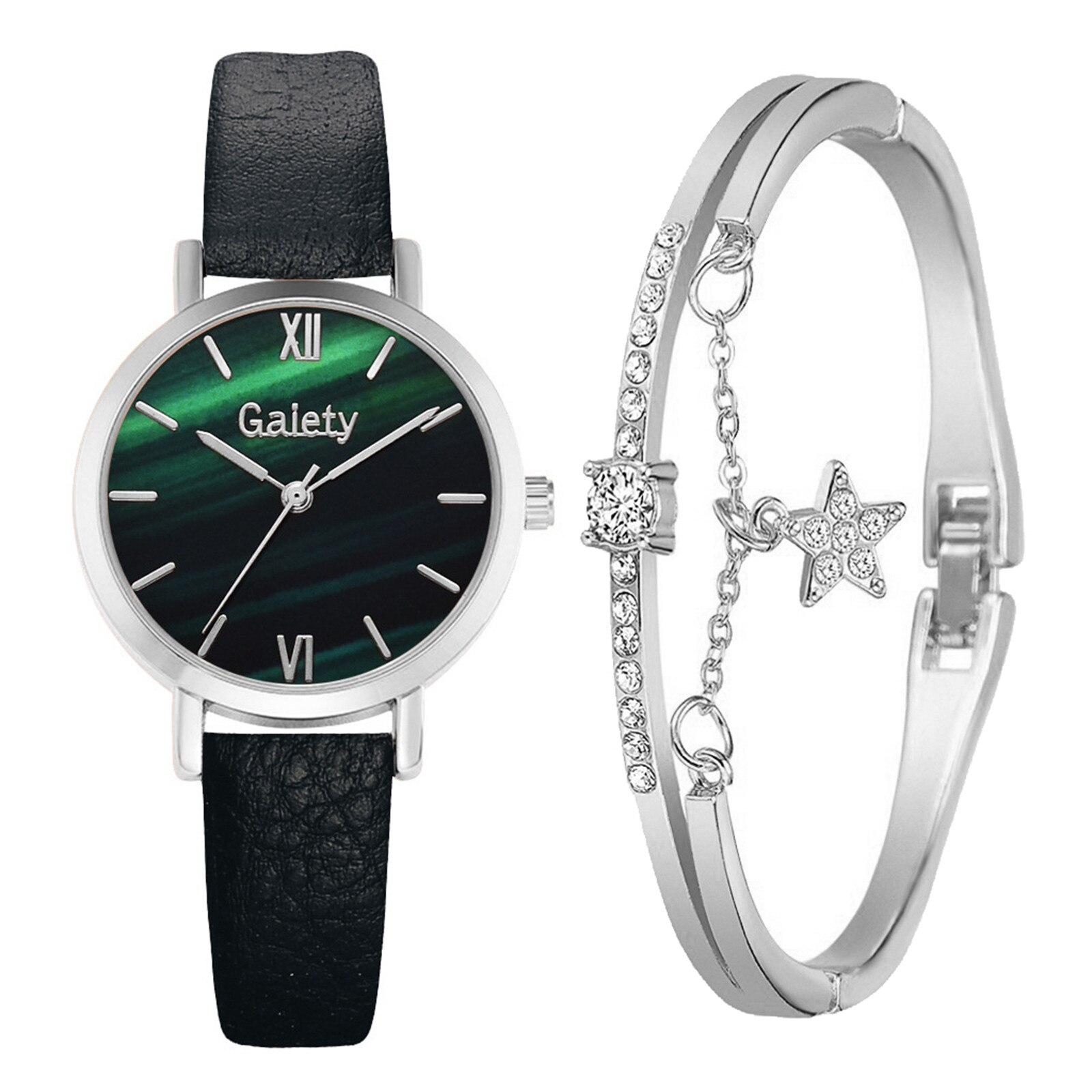 Luxe 2 Stuks Set Horloge Vrouwen Boor Green Dial E... – Grandado