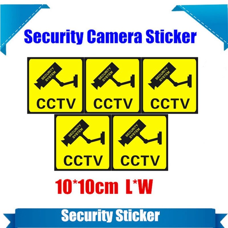 5PCS Warning Stickers CCTV SECURITY SYSTEM Self-ad... – Grandado