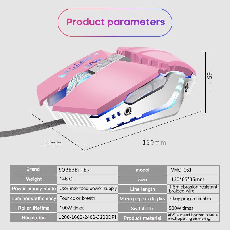 Wired Mouse 7-Button Mechanical Metal Macro Defini... – Grandado