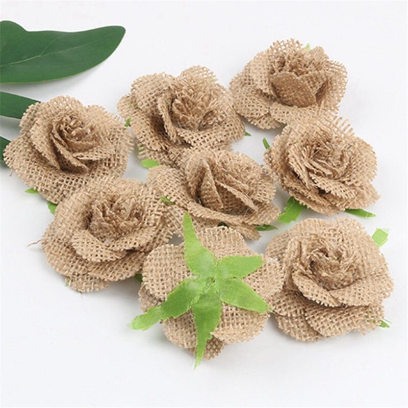 5Pcs/lot Handmade Burlap Flowers Vintage hessian J... – Vicedeal