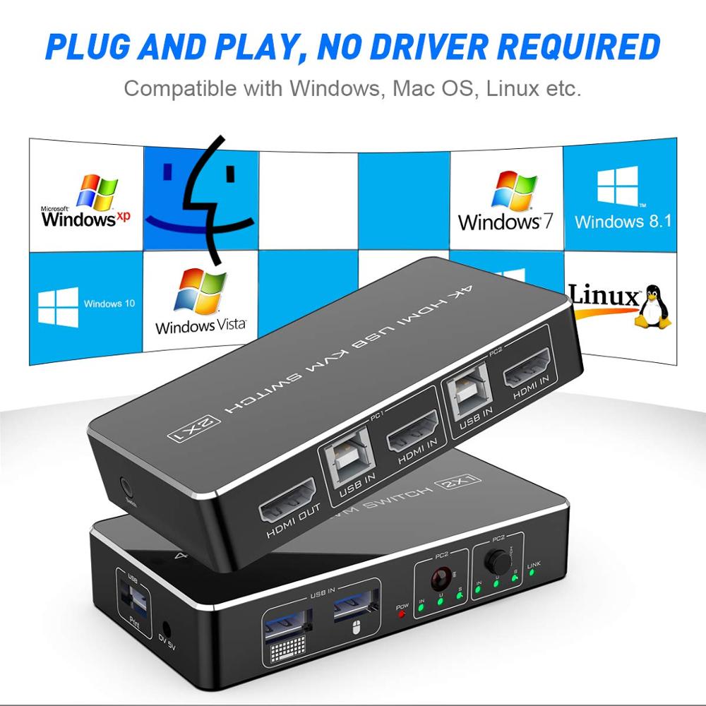 Kvm Switch Hdmi 2 Poort Doos, Uhd 4K (3840X2160) &... – Vicedeal
