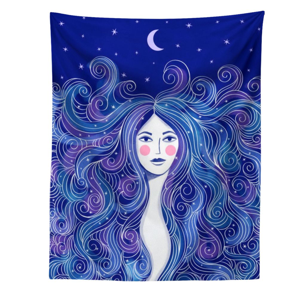 Moon Phase Girl Tapestry Wall Hanging Boho Wall Ta... – Grandado