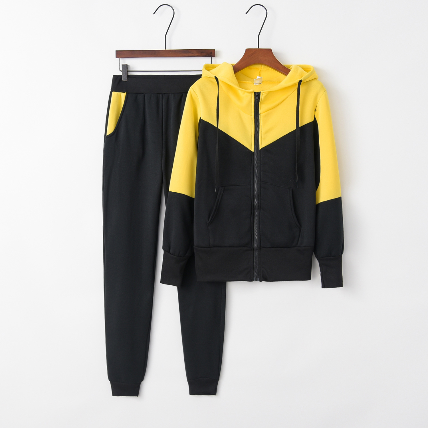 Patchwork yellow Suit Set Women Tracksuit Two-piec... – Vicedeal